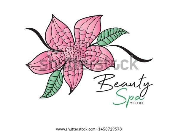 Pink Flower Vector Illustration Logo Design: เวกเตอร์สต็อก (ปลอดค่า ...