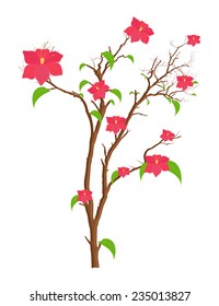 Pink Flowers Branches Vector Stock Vector (Royalty Free) 235013827 ...