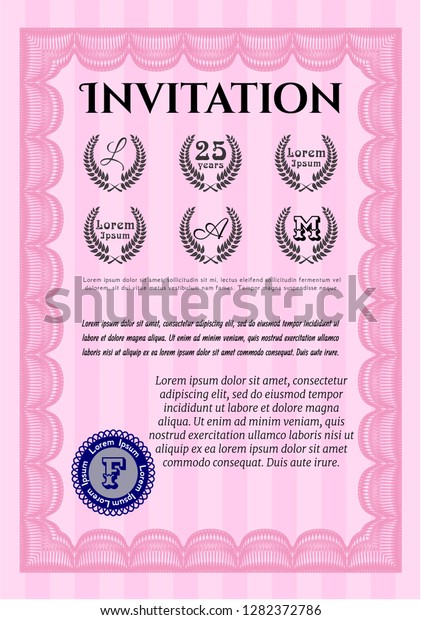 Pink Formal Invitation Background Customizable Easy Stock Vector ...