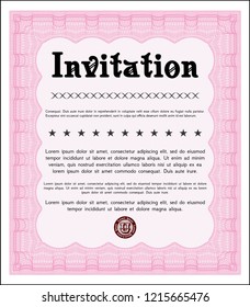 Pink Formal Invitation Template Quality Background Stock Vector ...