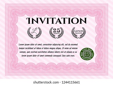 Pink Formal Invitation Vector Illustration Quality Stock Vector ...