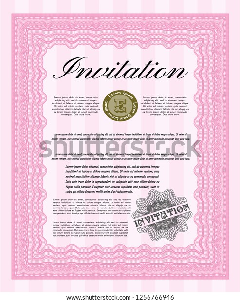 Pink Formal Invitation Vector Illustration Linear Stock Vector (Royalty ...