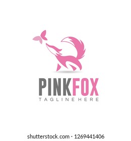Pink Fox Logo Simple 스톡 일러스트 1268713891 | Shutterstock