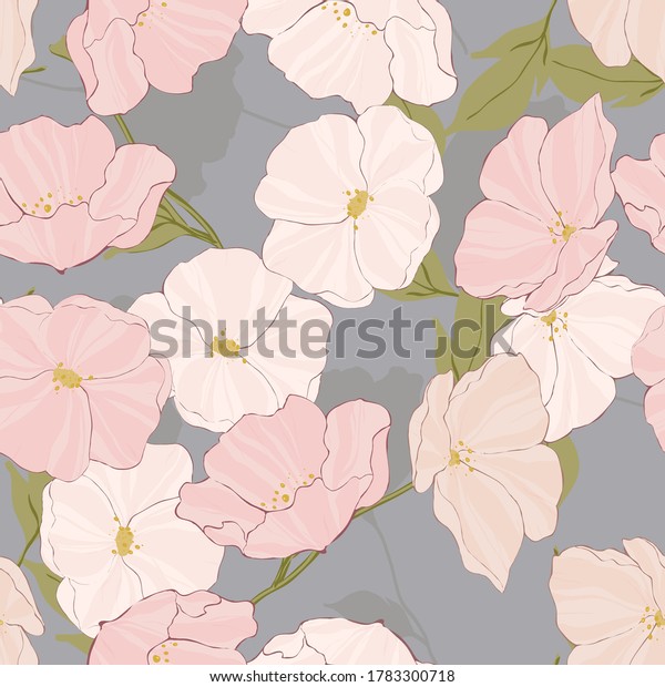 Pink Garden Art Vector Seamless Pattern Stock Vector (Royalty Free ...