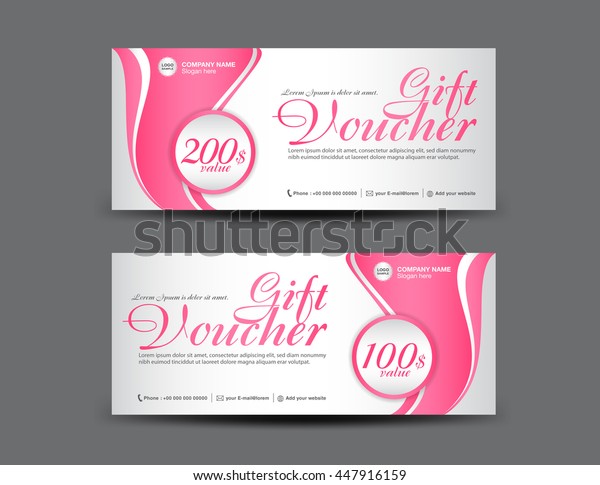 Pink Gift Voucher Template Coupon Layout Stock Vector (Royalty Free ...
