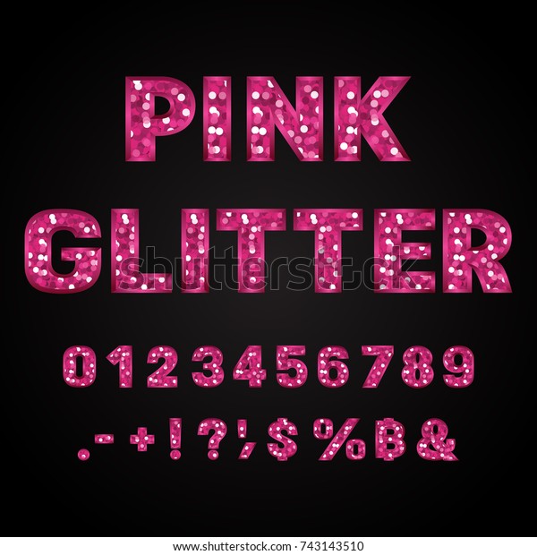 Pink Glitter Alphabet Numbers Vector Illustration: vector de stock ...
