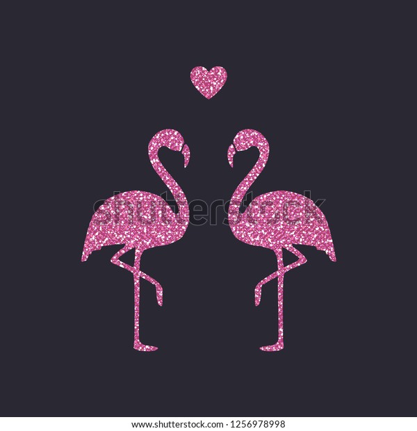 Pink Glitter Flamingo Vector Stock Vector (Royalty Free) 1256978998 ...