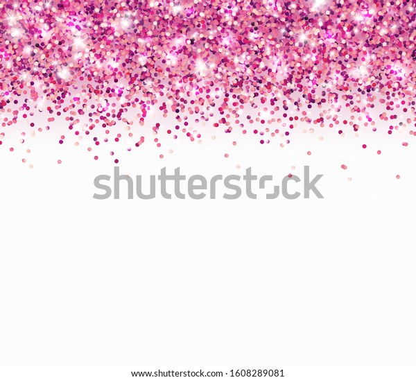Pink glitter particles texture and glowing lights effect with confetti ...
