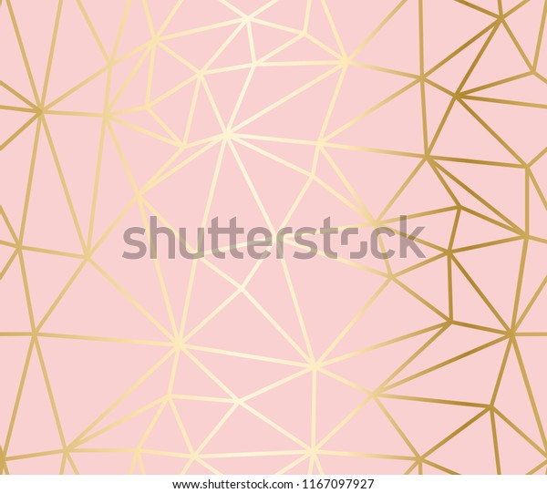 Pink Gold Geometric Seamless Pattern Triangular Stock Vector (Royalty ...