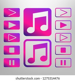 Pink Gradient Media Player Buttons Stock Vector (Royalty Free ...