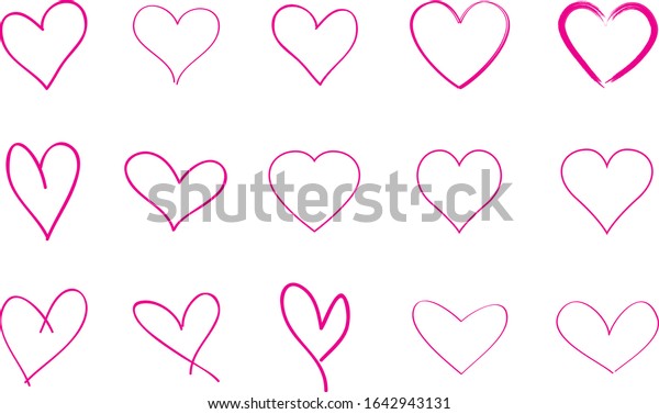 Pink Heart Contour Vector Hand Drawn Stock Vector (Royalty Free ...