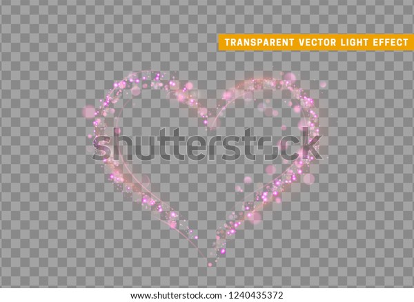 Pink Heart Glitter Light Effect Glowing Stock Vector (Royalty Free ...