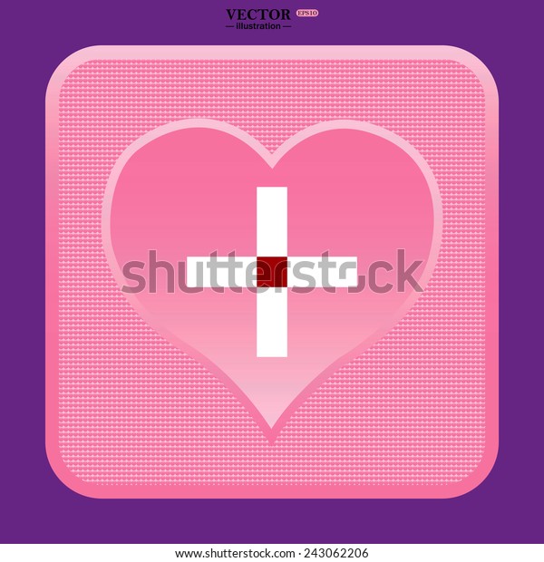 Pink Heart Plus Sign Icon Vector Stock Vector (Royalty Free) 243062206 ...