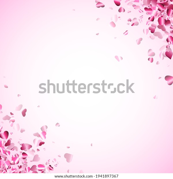 Pink Hearts Confetti Corner Frame On Stock Vector (Royalty Free ...