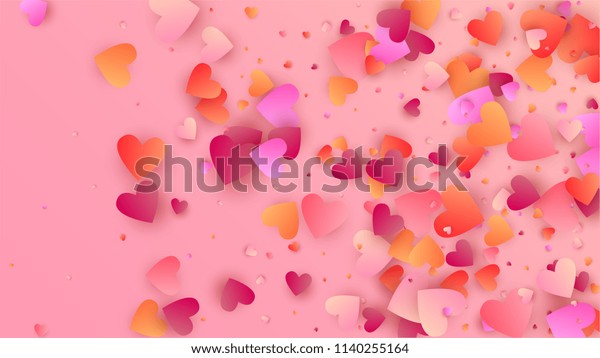 Pink Hearts Falling On White Background Stock Vector (Royalty Free ...
