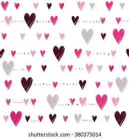 Pink Hearts On White Background Messy Stock Vector (Royalty Free ...