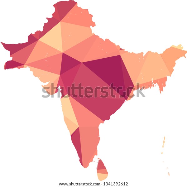 Pink India Map Low Poly Style: vector de stock (libre de regalías ...