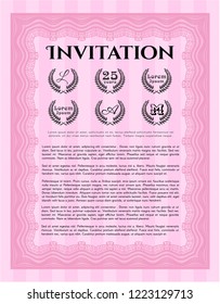 Pink Invitation Template Vector Illustration Printer Stock Vector ...