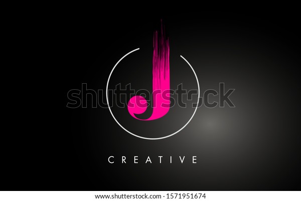 Pink J Brush Stroke Letter Logo Stock Vector (Royalty Free) 1571951674