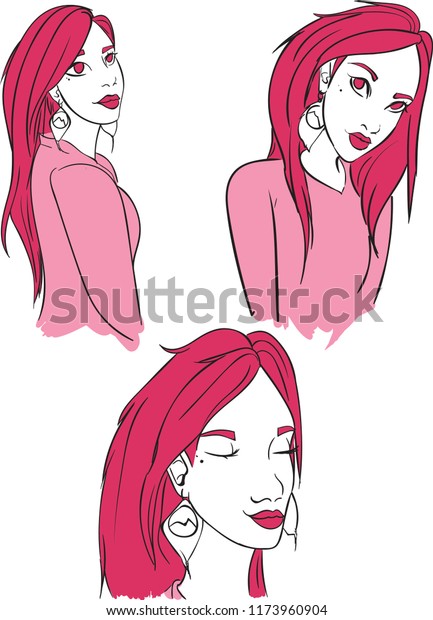 Pink Lady Vector Illustration Cartoon Graphic Stock Vector (Royalty ...