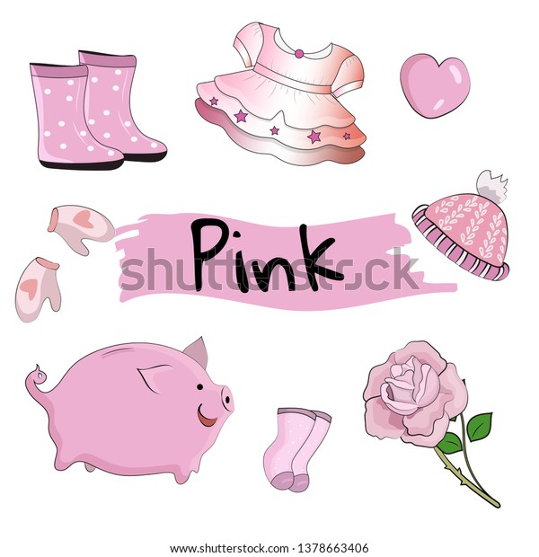 Pink Learn Color Education Set Illustration Stock Vector (Royalty Free ...