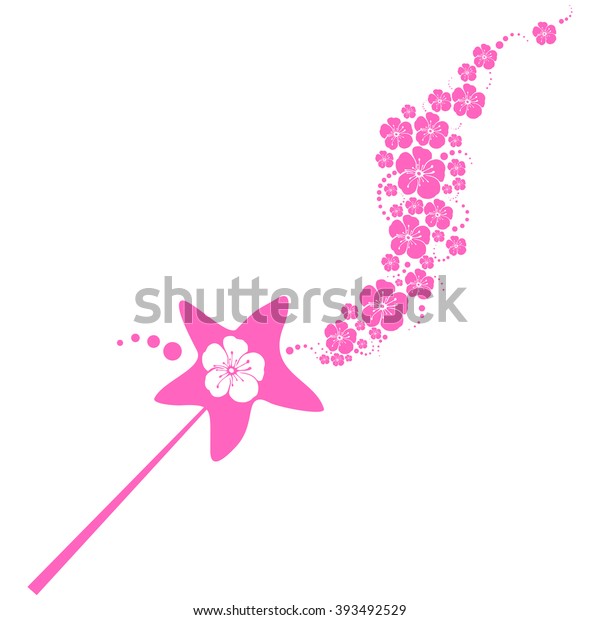 Pink Magic Wand Isolated On White Stock Vector (Royalty Free) 393492529 ...