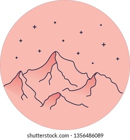 Pink Mountain Line Art Vector Travel Stock Vector (Royalty Free ...