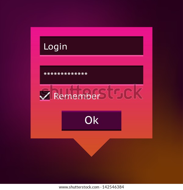 Pink Orange Login Form Stock Vector (Royalty Free) 142546384 | Shutterstock