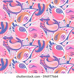 Pink Paisley Vector Seamless Pattern Bold Stock Vector (Royalty Free ...
