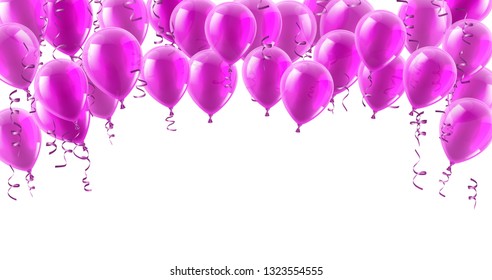 Pink Party Balloons Isolated Header Background Stock Vector (Royalty ...