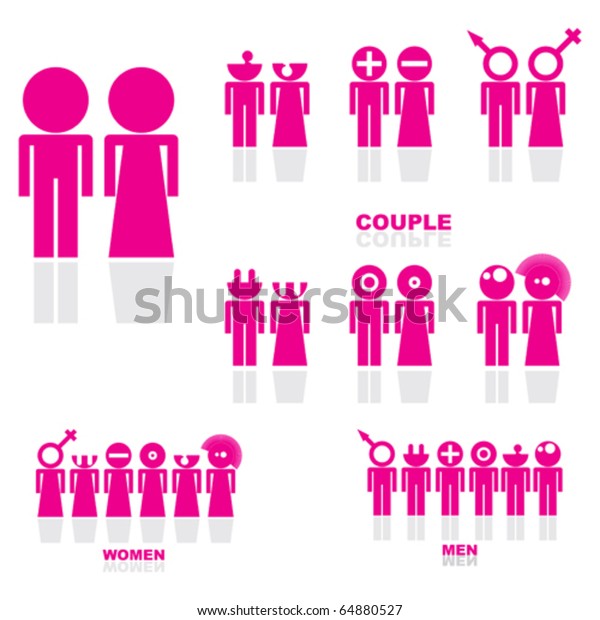 Pink People Icons Stock Vector (Royalty Free) 64880527