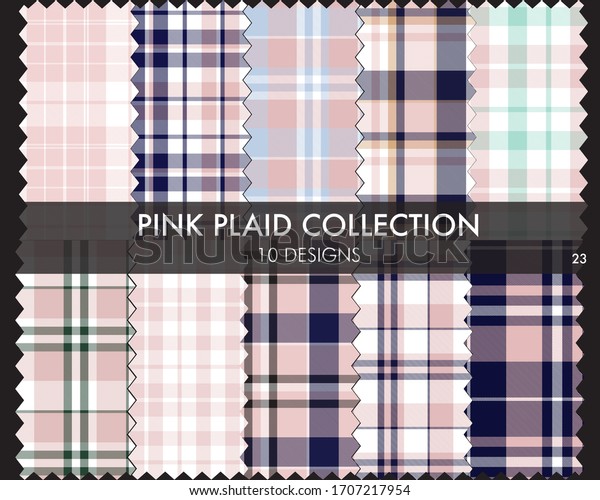 Pink Plaid Tartan Seamless Pattern Collection Stock Vector (Royalty ...
