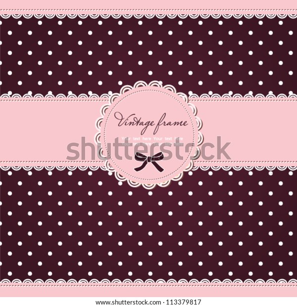 Pink Polka Dot Card Frame Lace Stock Vector (Royalty Free) 113379817