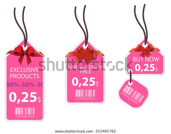 Pink Price Tag Stock Vector (Royalty Free) 352485782
