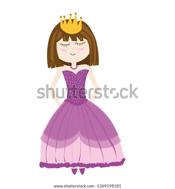Pink Princess Cartoon Character Vector Illustration Stock Vector ...