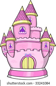 Pink Princess Castle Vector Illustration Stock Vector (Royalty Free ...