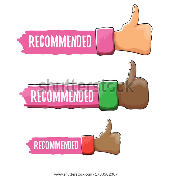 Pink Recommended Label Icon Thumbs Hand Stock Vector (Royalty Free ...
