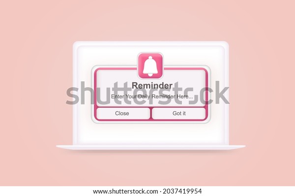 Pink Reminder 3d Design Mockup On Stock Vector (Royalty Free) 2037419954