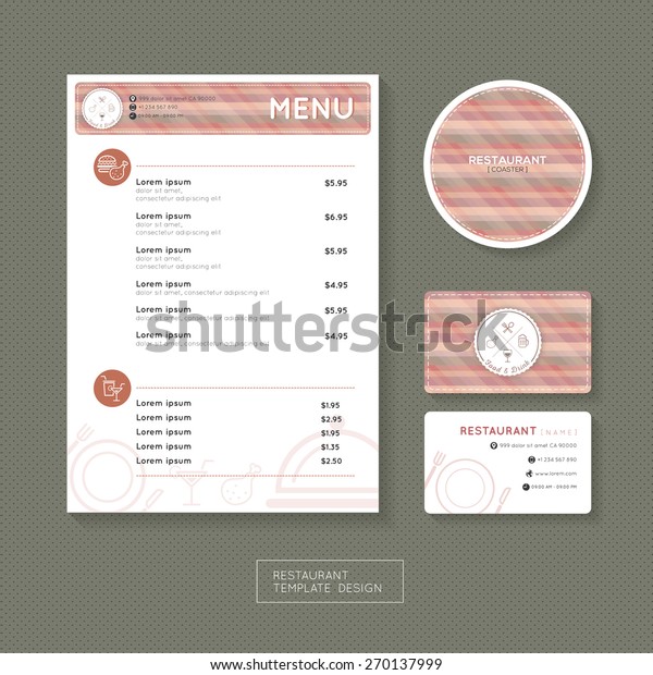 Pink Restaurant Template Design Vector Stock Vector (Royalty Free ...