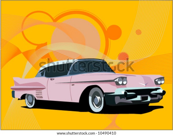 Pink Retro Car Stock Vector (Royalty Free) 10490410