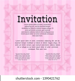 Pink Retro Invitation Linear Background Cordial Stock Vector (Royalty ...