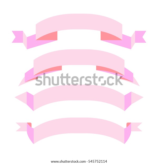 Pink Ribbon Banner Set On White Stock Vector (Royalty Free) 545752114