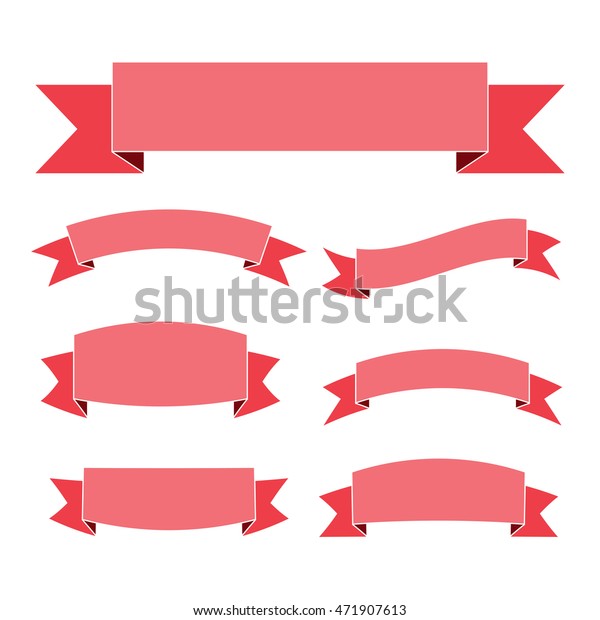 Pink Ribbon Banners Set Beautiful Blank Stock Vector (Royalty Free ...