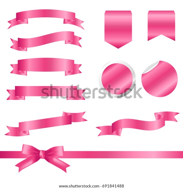 Rótulos y etiquetas rosadas Se establecen aislados en fondo blanco ...