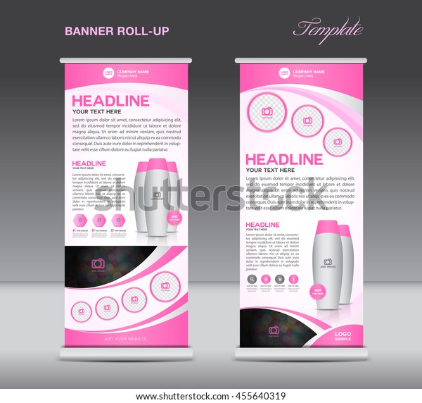 Pink Roll Banner Stand Template Flyer Stock Vector (Royalty Free ...