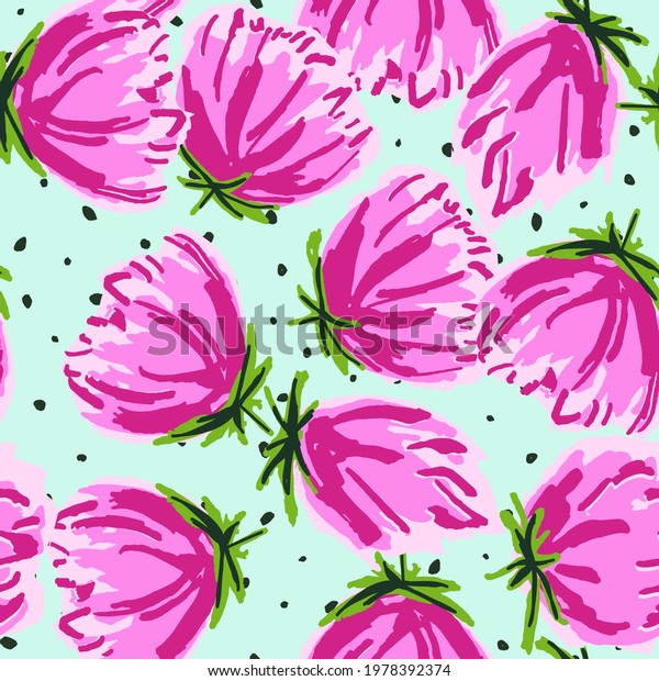 Pink Rose Drawing Vector Seamless Pattern Stock Vector (Royalty Free ...