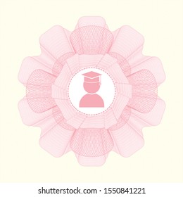 Pink Rosette Linear Illustration Graduation Icon Stock Vector (Royalty ...