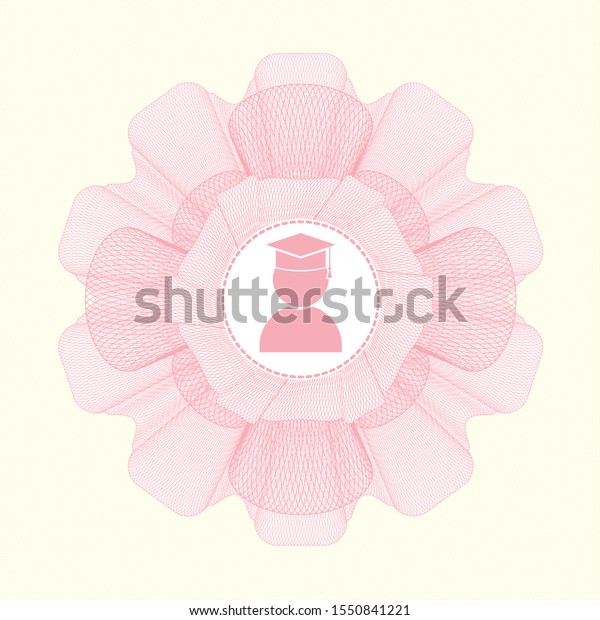 Pink Rosette Linear Illustration Graduation Icon Stock Vector (Royalty ...