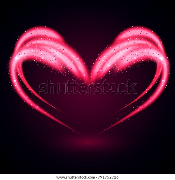 Pink Shiny Heart Light Effect Stock Vector (Royalty Free) 791752726 ...