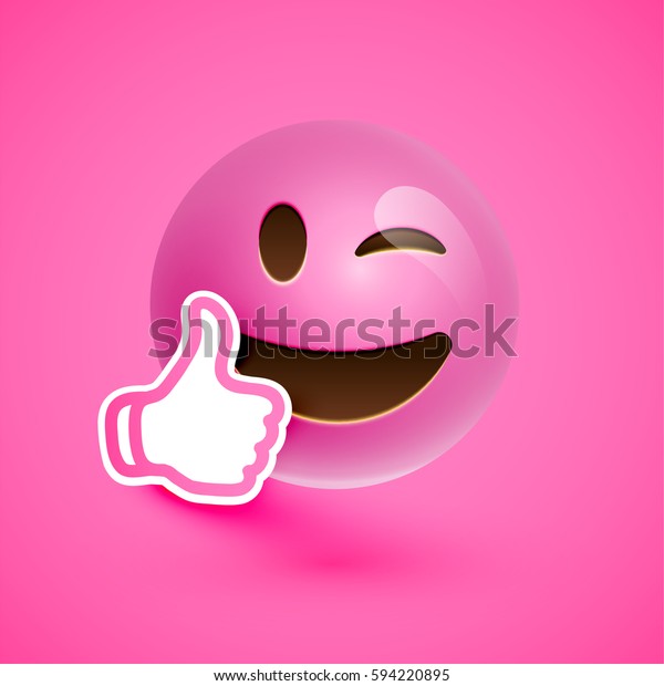 Pink Smiley Emoticon Thumbs Vector Illustration Stock Vector (Royalty ...